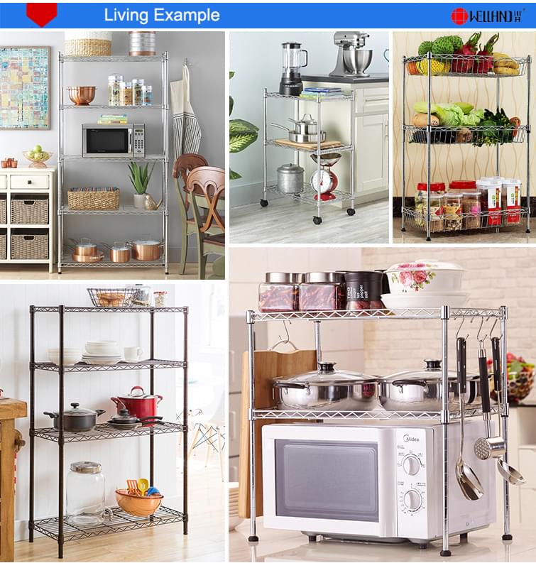 Movable Metal Kitchen Storage Rack Kitchen Cruet Storage Trolley Rack