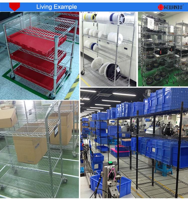 Factory Workshop Production Line Heavy Duty Chrome 3 Tiers Wire ...